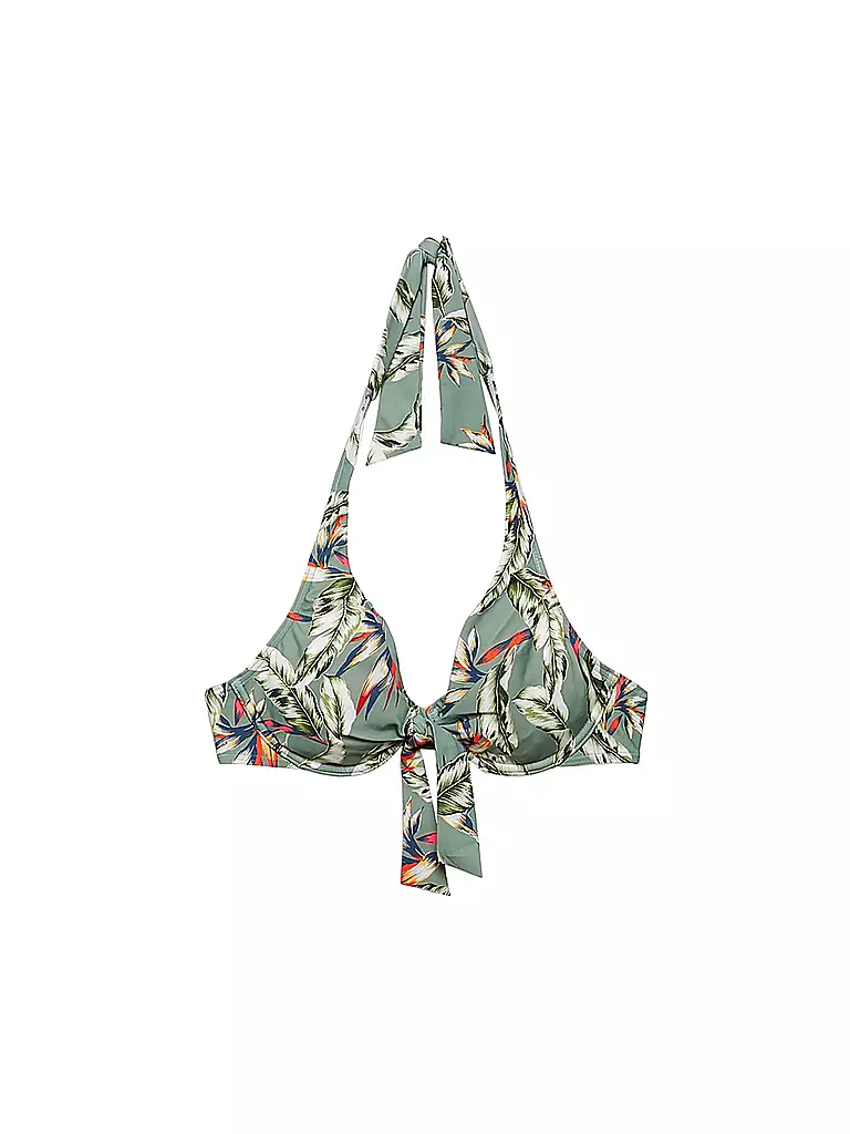 ESPRIT Damen Neckholder-Top mit Tropical-Print grün