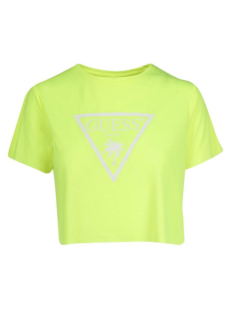 GUESS Damen Shirt Cropped Neon gelb