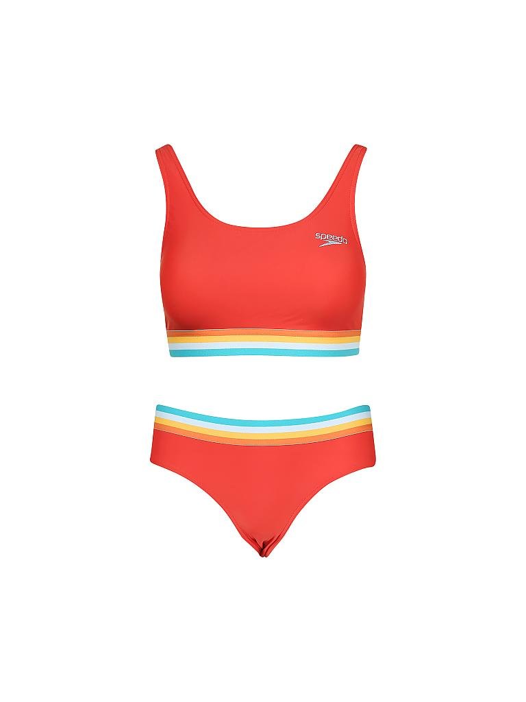 SPEEDO Damen Bikini Summer Stripe Solid U-Back rot